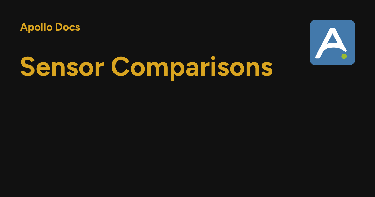Sensor Comparisons - Apollo Docs