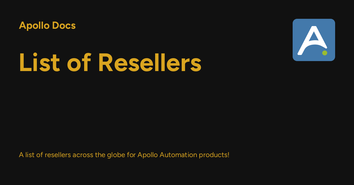 List of Resellers - Apollo Docs