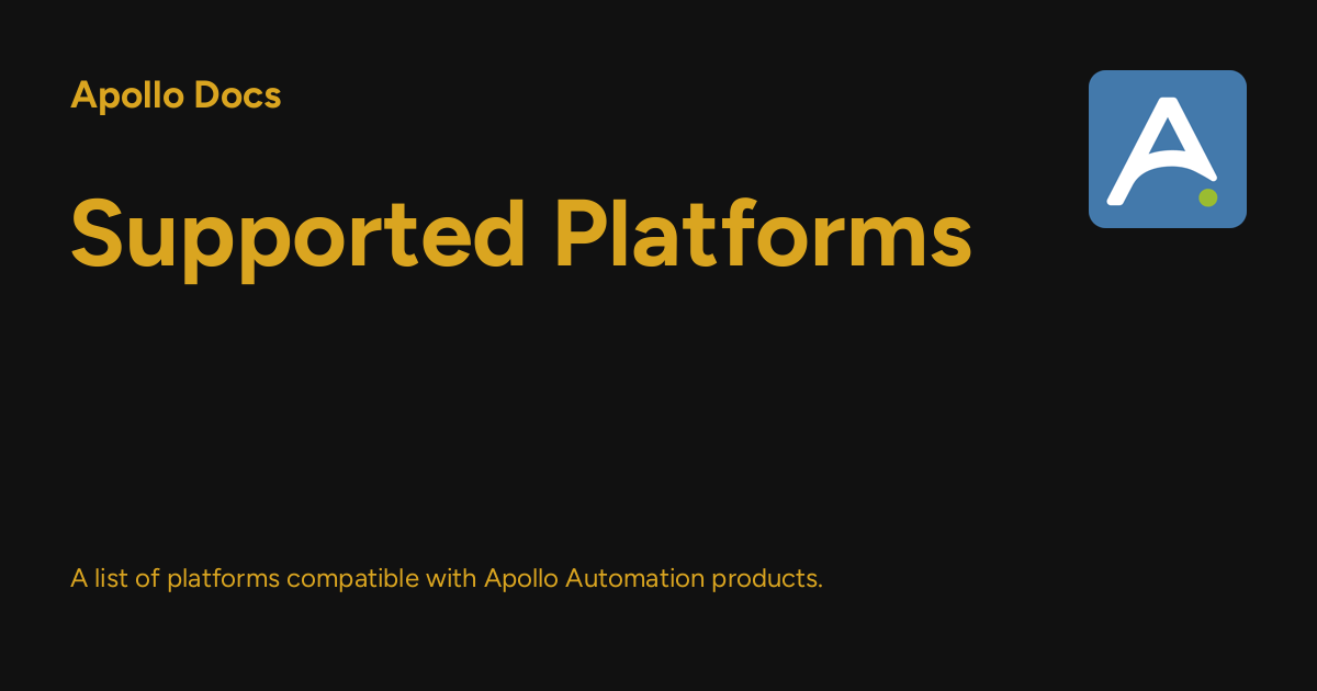 Supported Platforms - Apollo Docs