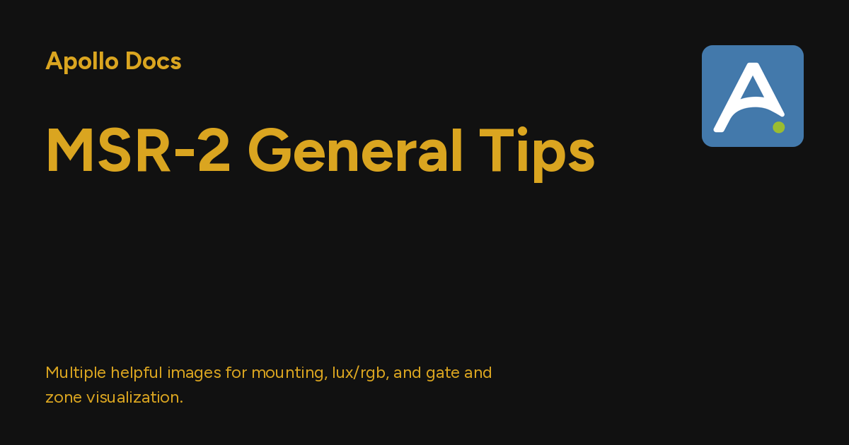 Msr 2 General Tips Apollo Docs