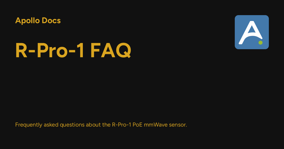 R-Pro-1 FAQ - Apollo Docs
