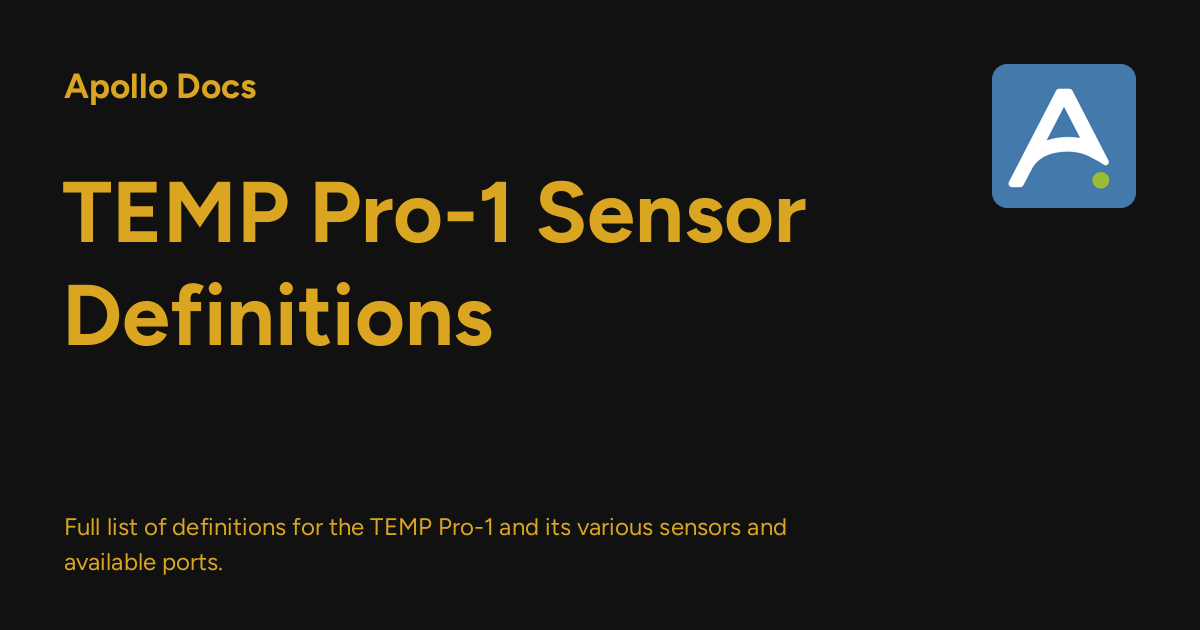 TEMP Pro-1 Sensor Definitions - Apollo Docs